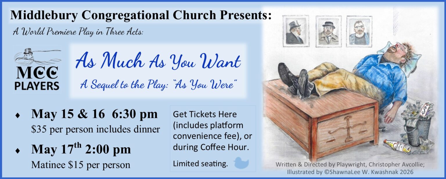 MCC Players Dinner & Play May 15-17, 2026 - Middlebury Congregational ...
